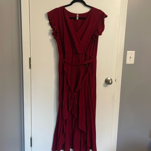 Grecerelle | Dresses | Dark Red Cross Body Dress | Poshmark